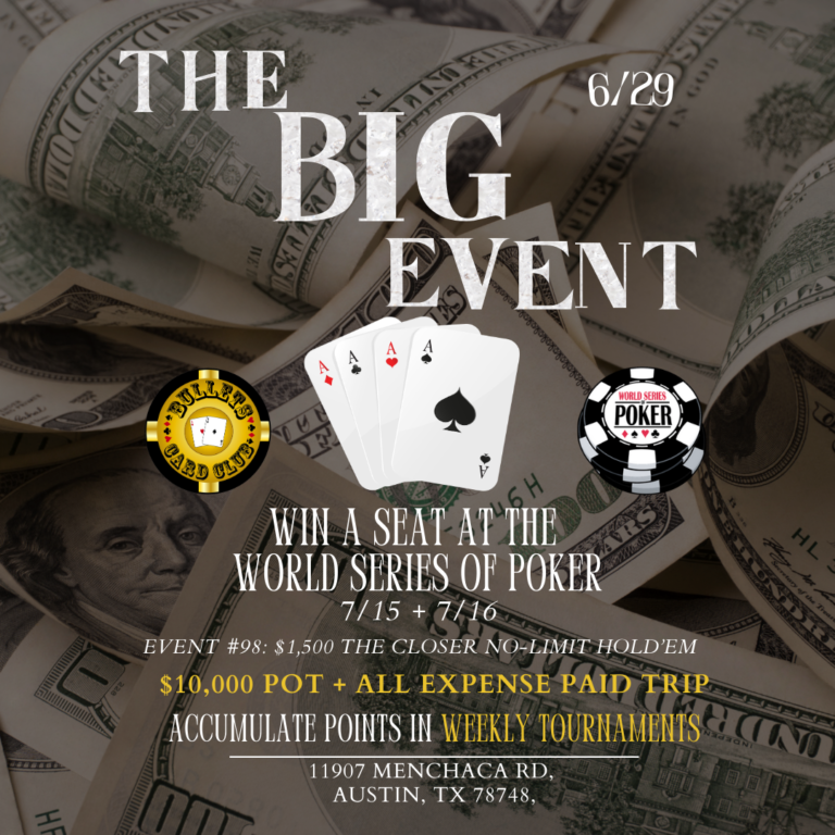 Poker Tournaments in Austin, TX | Bullets Card Club